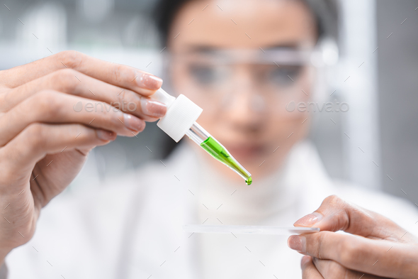 medicine biology laboratory of organic plant experiment test in glasses ...