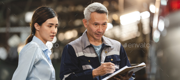 customer making inspection check to a car engine repair occupation job ...