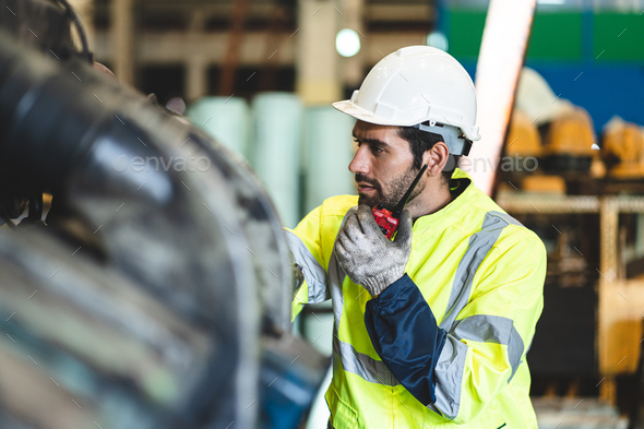 professional technician engineer working to control electrical power ...