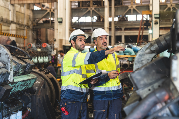 professional technician engineer working to control electrical power ...