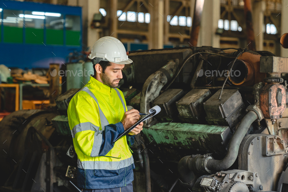 professional technician engineer working to control electrical power ...