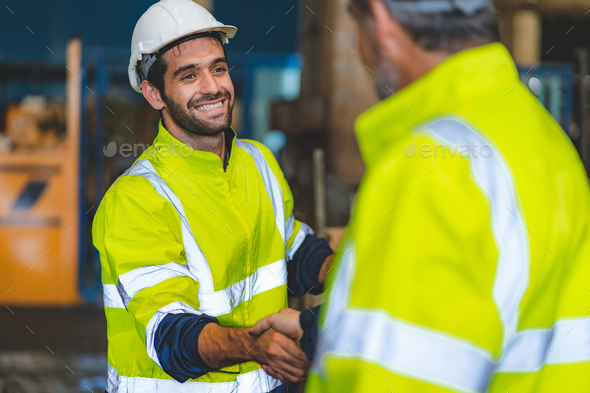 industrial factory with men at work concept, professional engineer ...