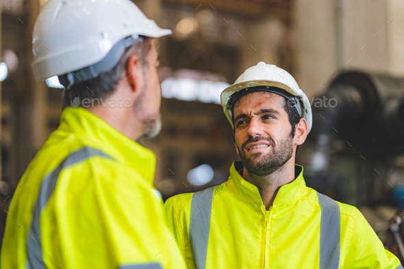 industrial factory with men at work concept, professional engineer ...