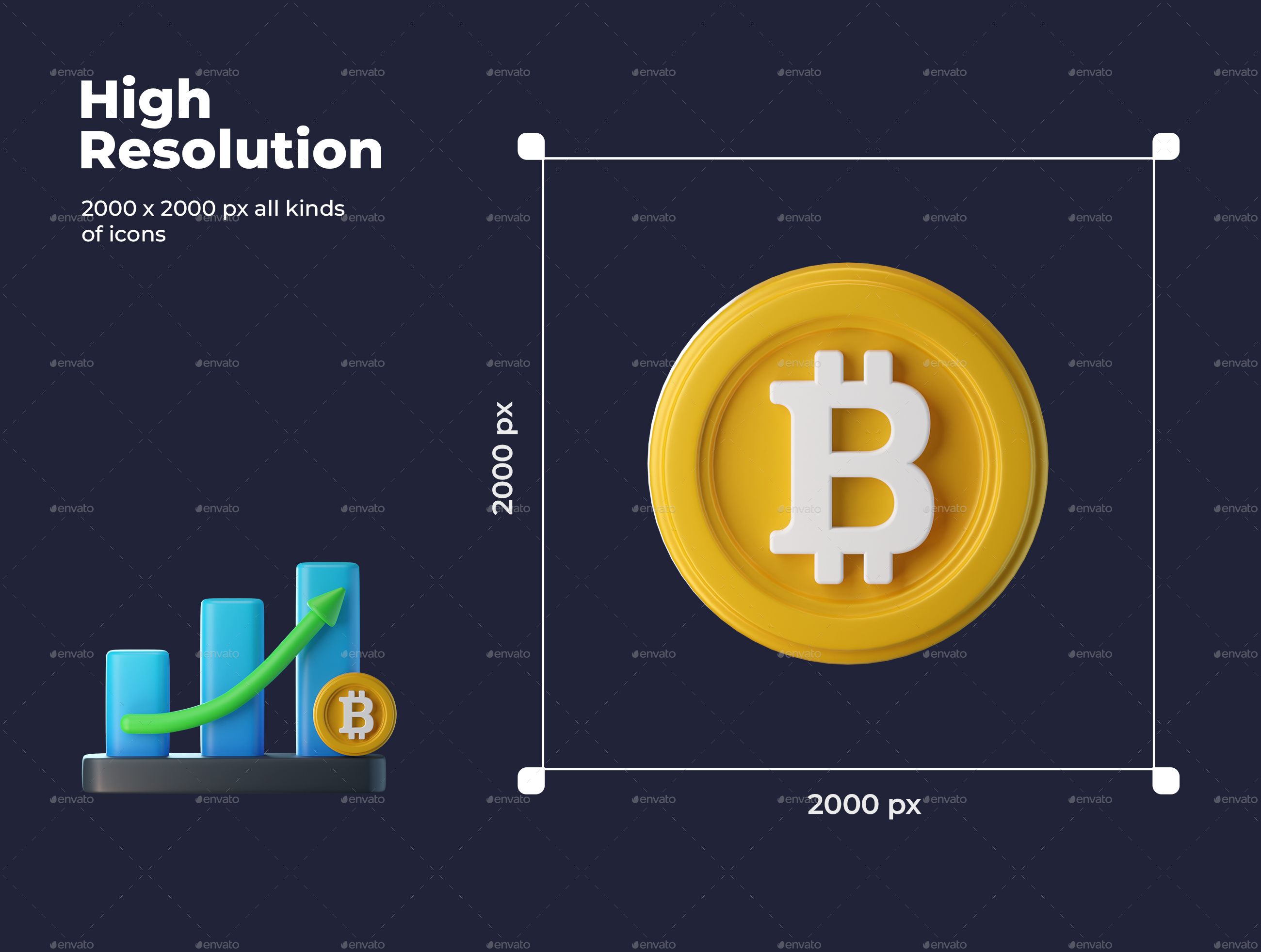 Bitcoin 3D Icons, Icons | GraphicRiver