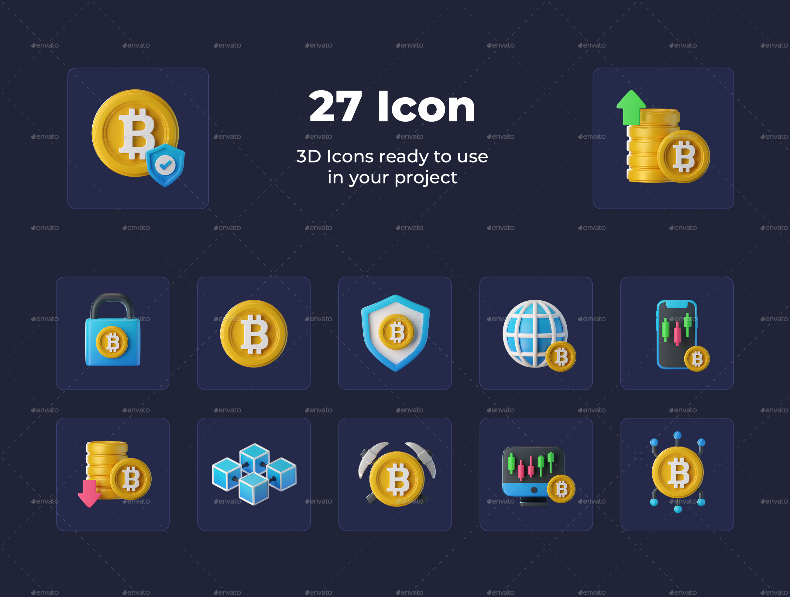 Bitcoin 3D Icons, Icons | GraphicRiver