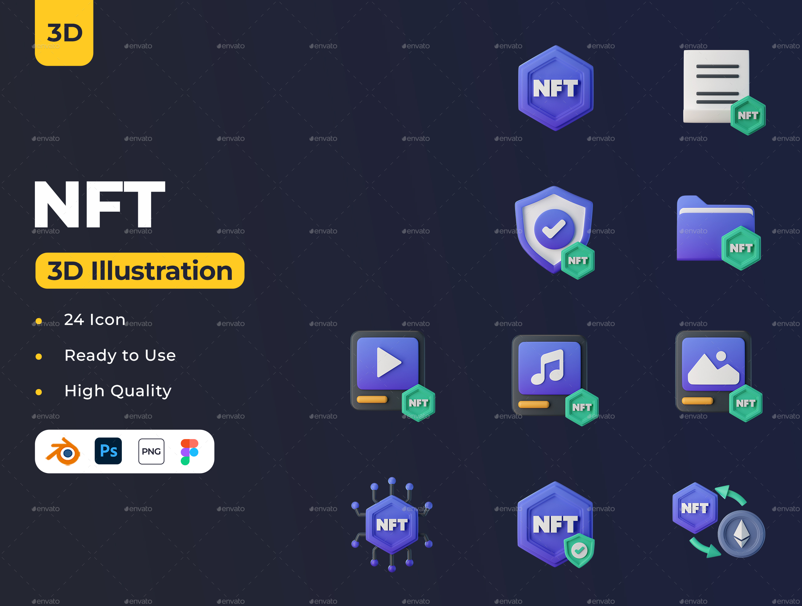 NFT 3D Icons, Icons | GraphicRiver