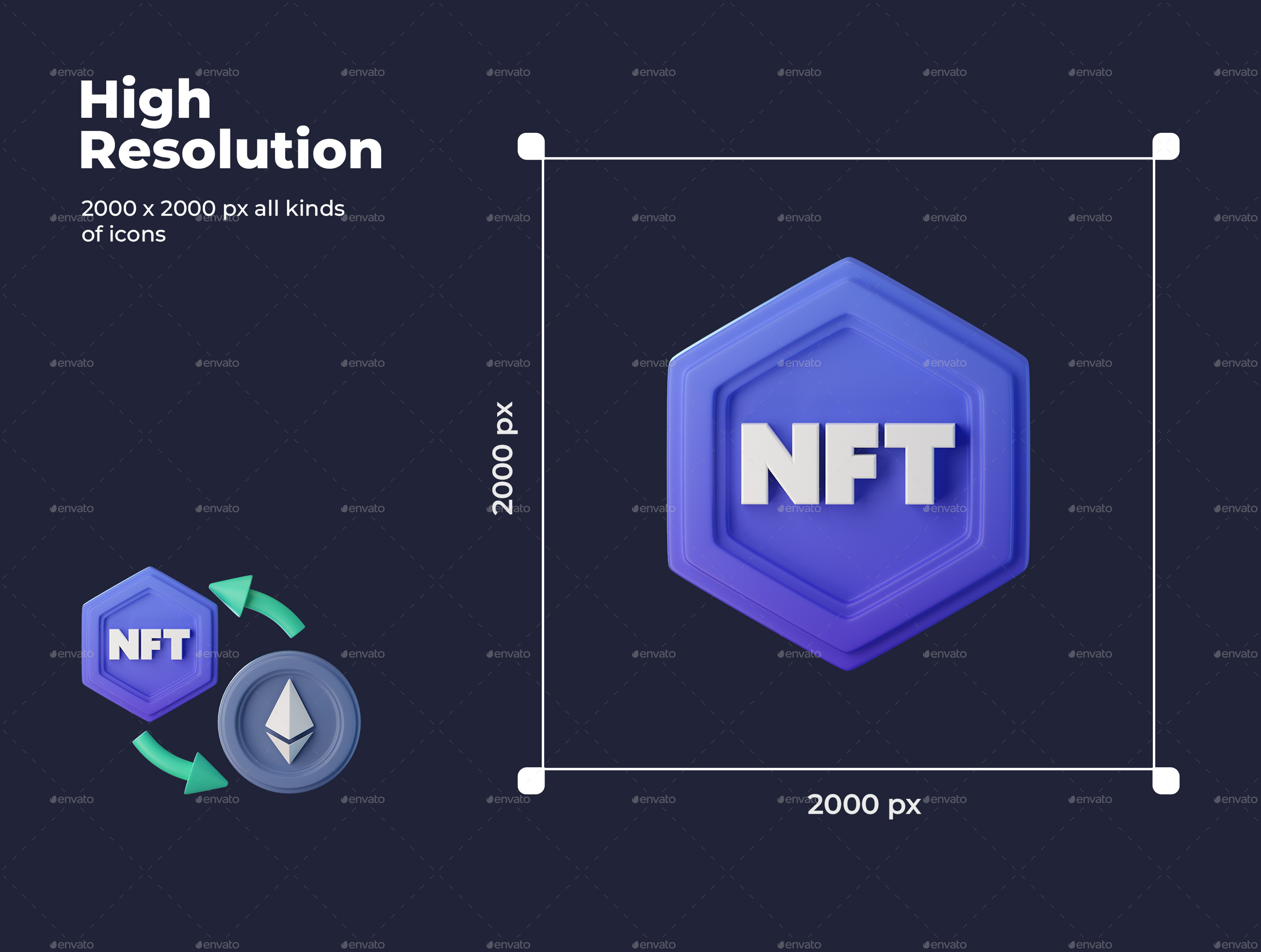 NFT 3D Icons, Icons | GraphicRiver