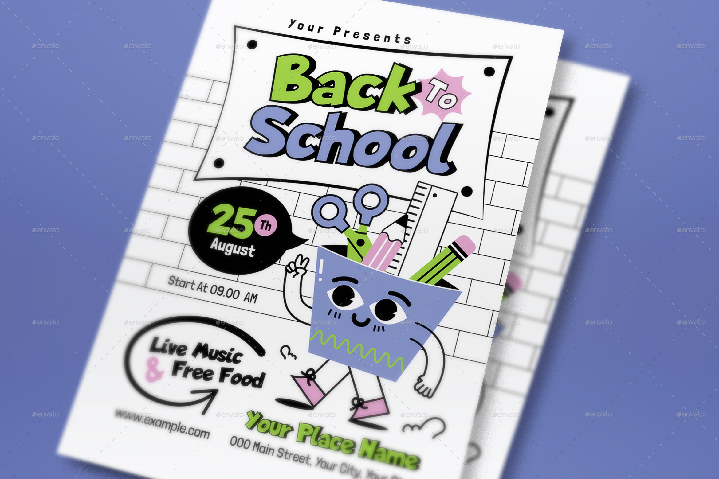 Blue Cartoon Hand Drawn Back To School Flyer Set, Print Templates ...