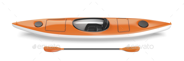 Orange kayak with paddle Stock Photo by magraphics | PhotoDune