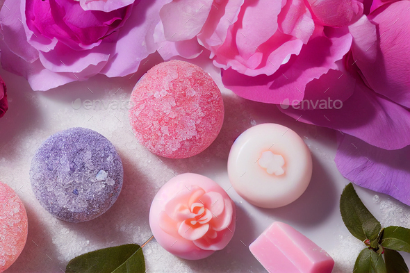 SPA treatment set with sea salt, rose aroma oil and soap bar,rose ...