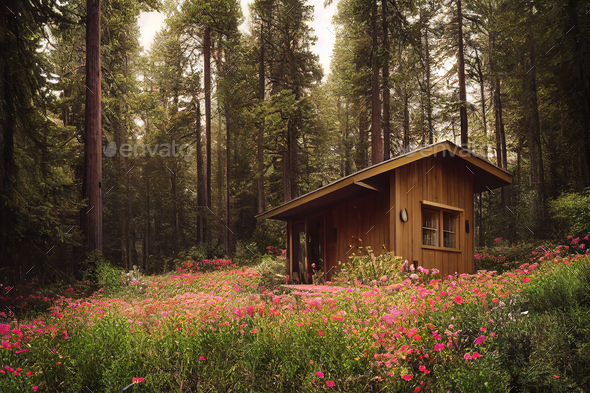 Cabin in the woods,classic villa design-classic in a dense pine forest ...