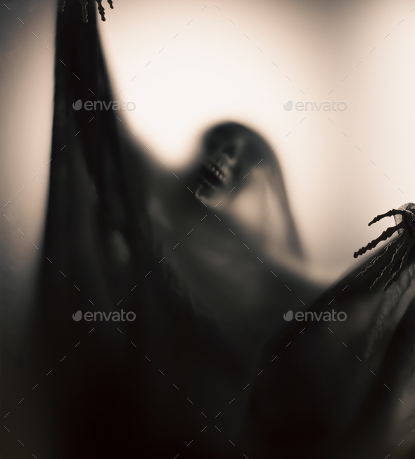 Shadow blur of horror skeleton. Halloween background. Stock Photo by ...