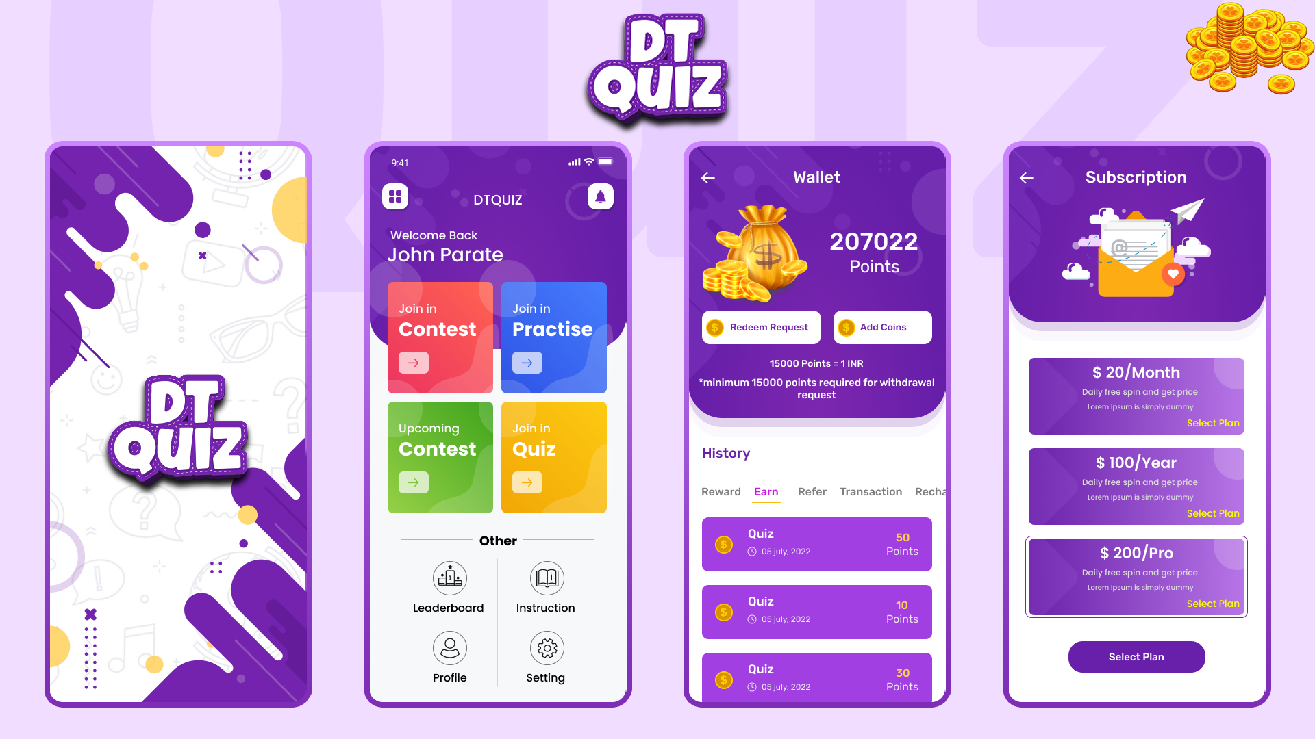 DTQuiz - Online Quiz Flutter Full Application | Laravel Admin Panel by ...