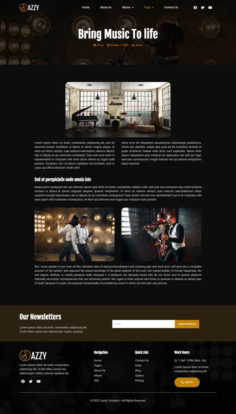 Jazzy - Music Band & Musician Elementor Template Kit by Kitpro ...