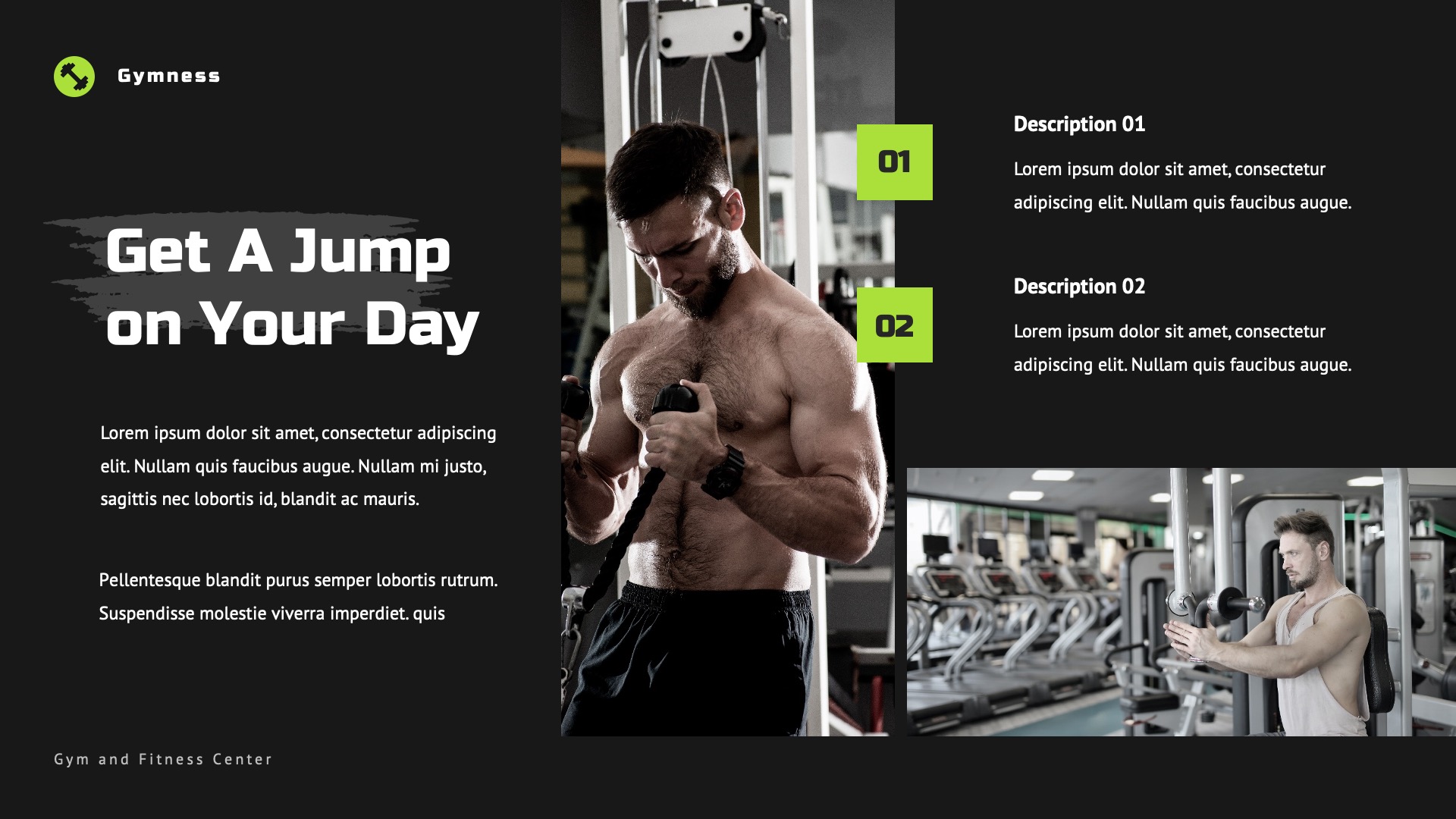 Gymness - Gym and Fitness Presentation PowerPoint, Presentation Templates