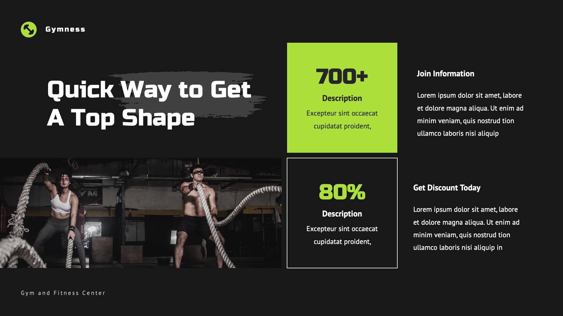 Gymness - Gym and Fitness Presentation PowerPoint, Presentation Templates