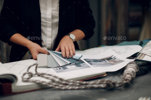 Interior design concept. Designer and project. Stock Photo by atercorv