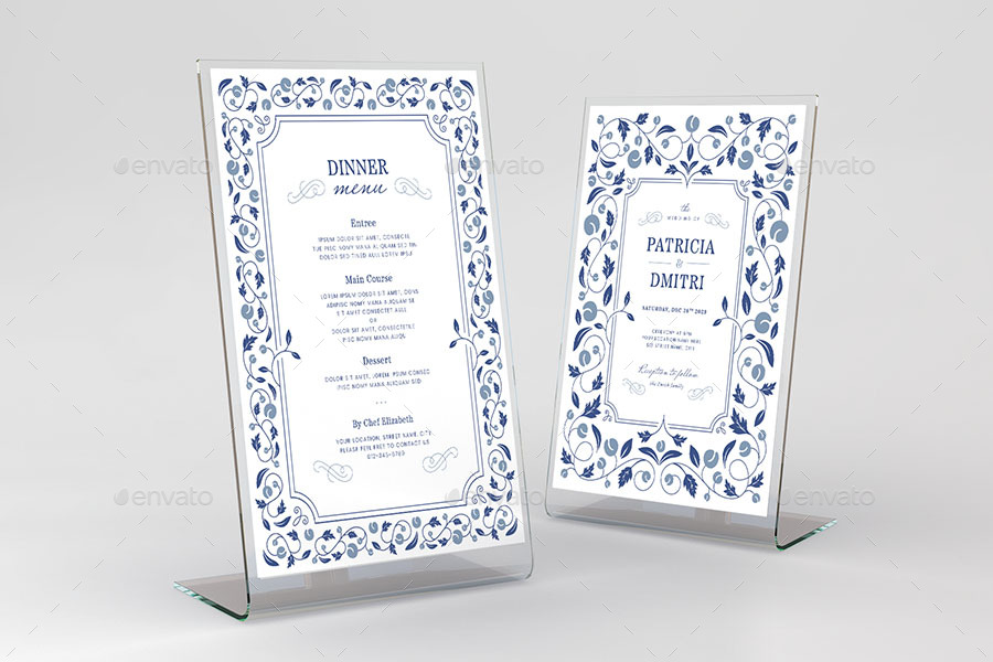 Blue Ornate Wedding Card Template, Print Templates | GraphicRiver