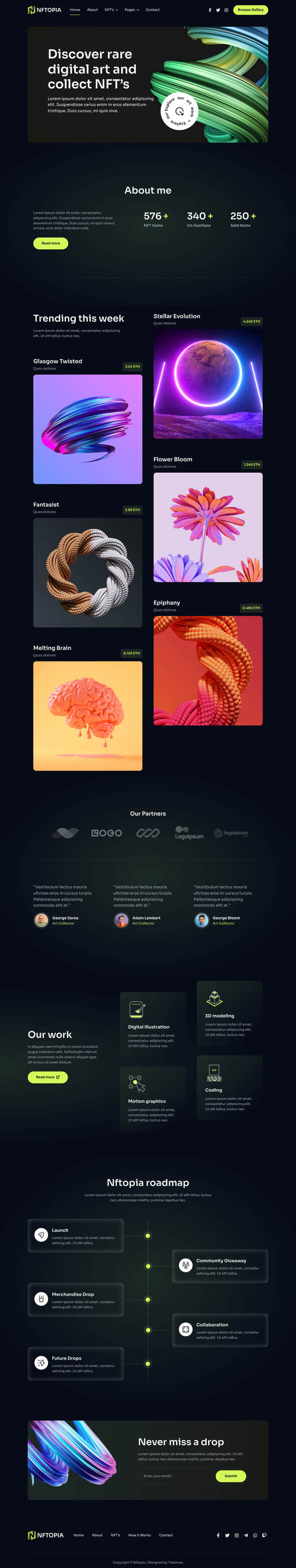Nftopia - NFT Portfolio Elementor Pro Template Kit by tokomoo | ThemeForest