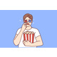 Man in 3D Glasses Eating Popcorn, Vectors | GraphicRiver