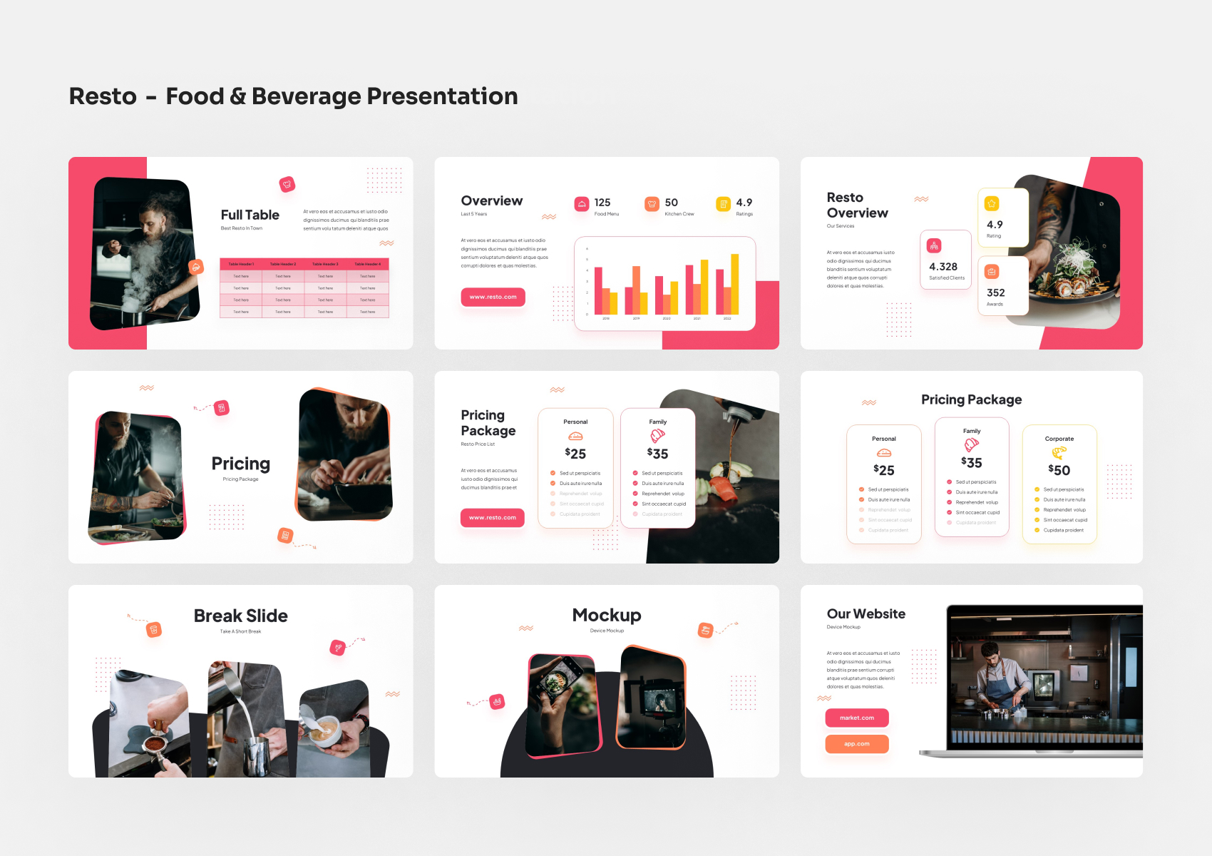 Resto - Restaurant PowerPoint Presentation, Presentation Templates