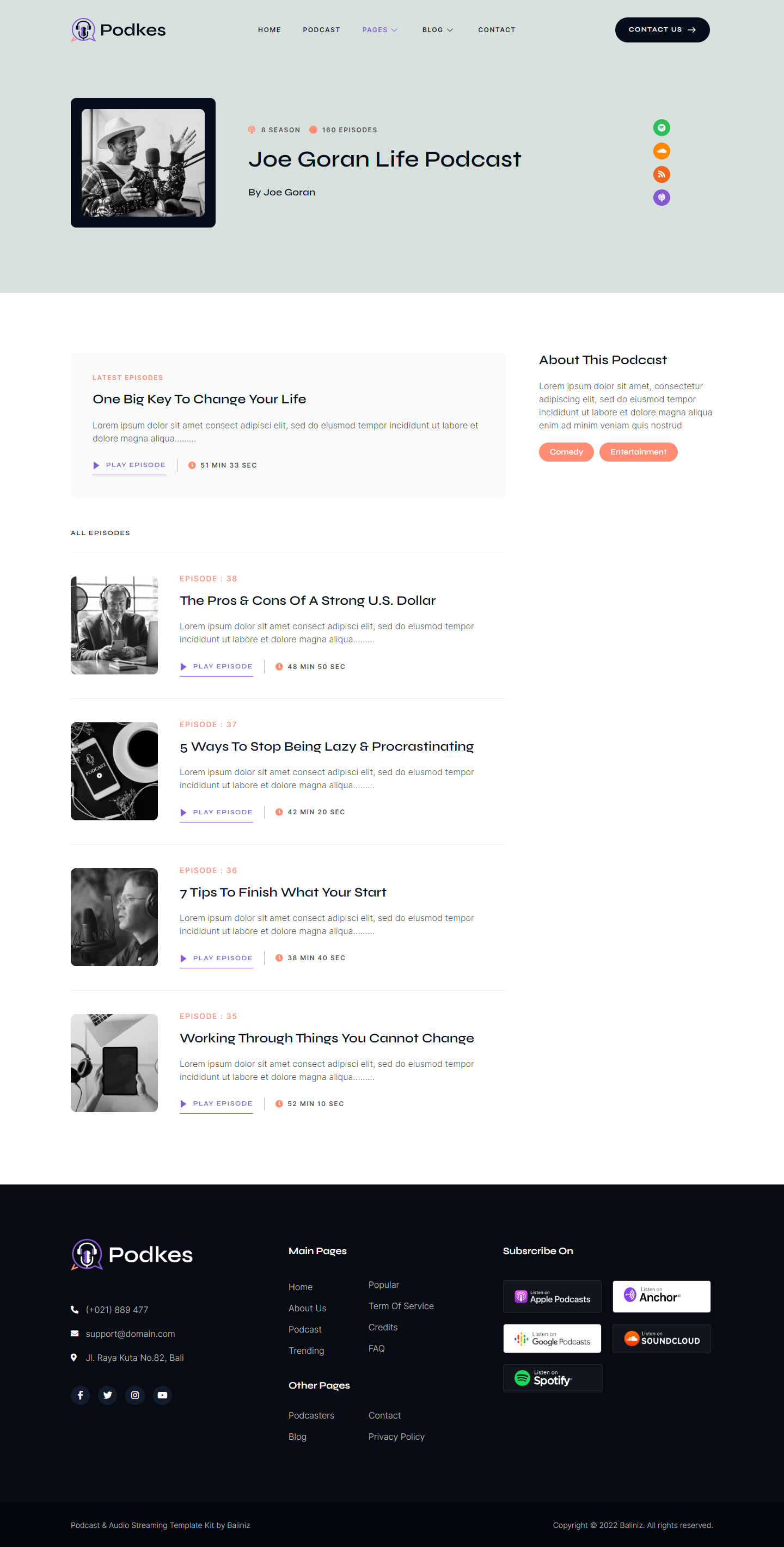 Podkes - Podcast & Audio Streaming Elementor Template Kit by baliniz