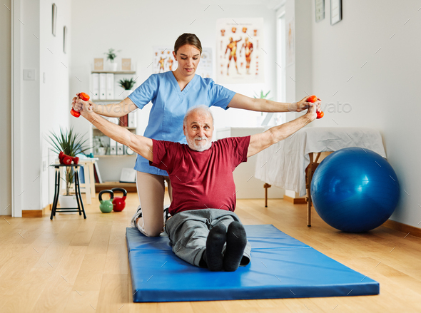 nurse doctor senior care exercise physical therapy exercising help ...