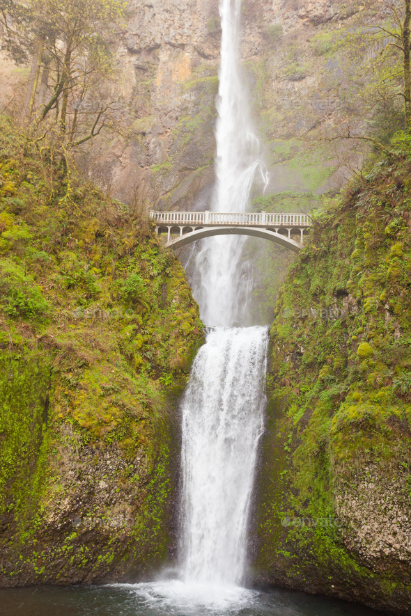 Multnomah Falls and Benson Footbridge Stock Photo by pilens | PhotoDune