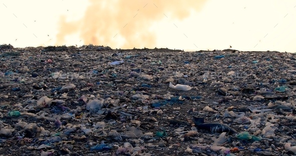 Landfill with burning trash piles Stock Photo by collab_media | PhotoDune
