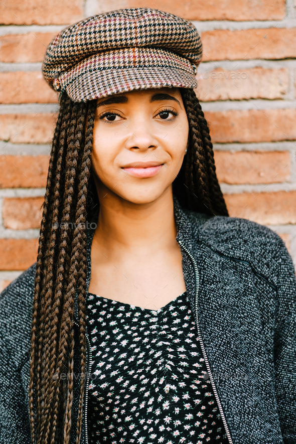 portrait of black woman with braids - real people concept Stock Photo ...