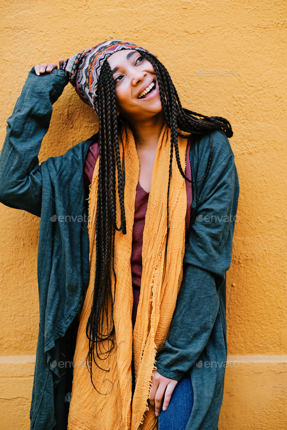 portrait of black woman with braids - real people concept Stock Photo ...