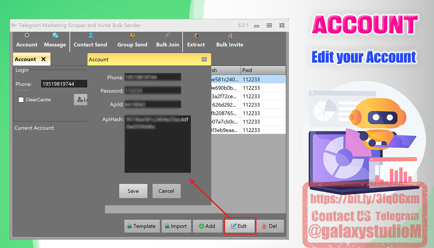 Telegram Marketing Scraper and Invite Bulk Sender 8.0.3 by GalaxyXStudio