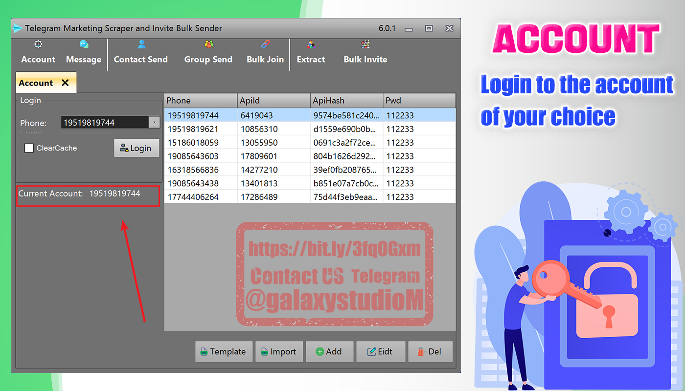 Telegram Marketing Scraper and Invite Bulk Sender 8.0.3 by GalaxyXStudio