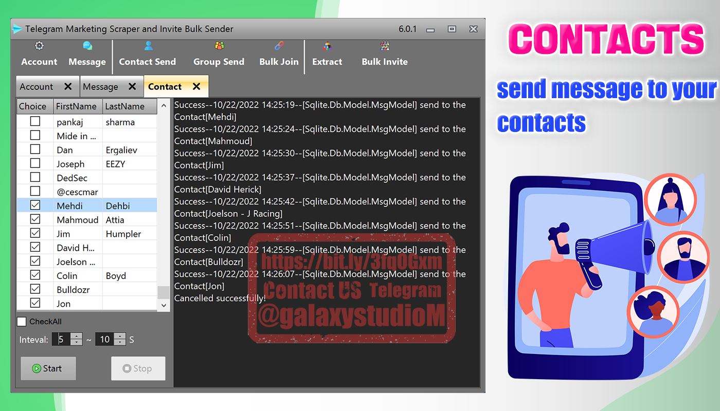 Telegram Marketing Scraper and Invite Bulk Sender 8.0.3 by GalaxyXStudio