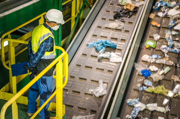 Waste Sorting Facility Management Control Stock Photo by duallogic