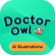 Doctor Owl Medical Character Illustrations, Graphics | GraphicRiver