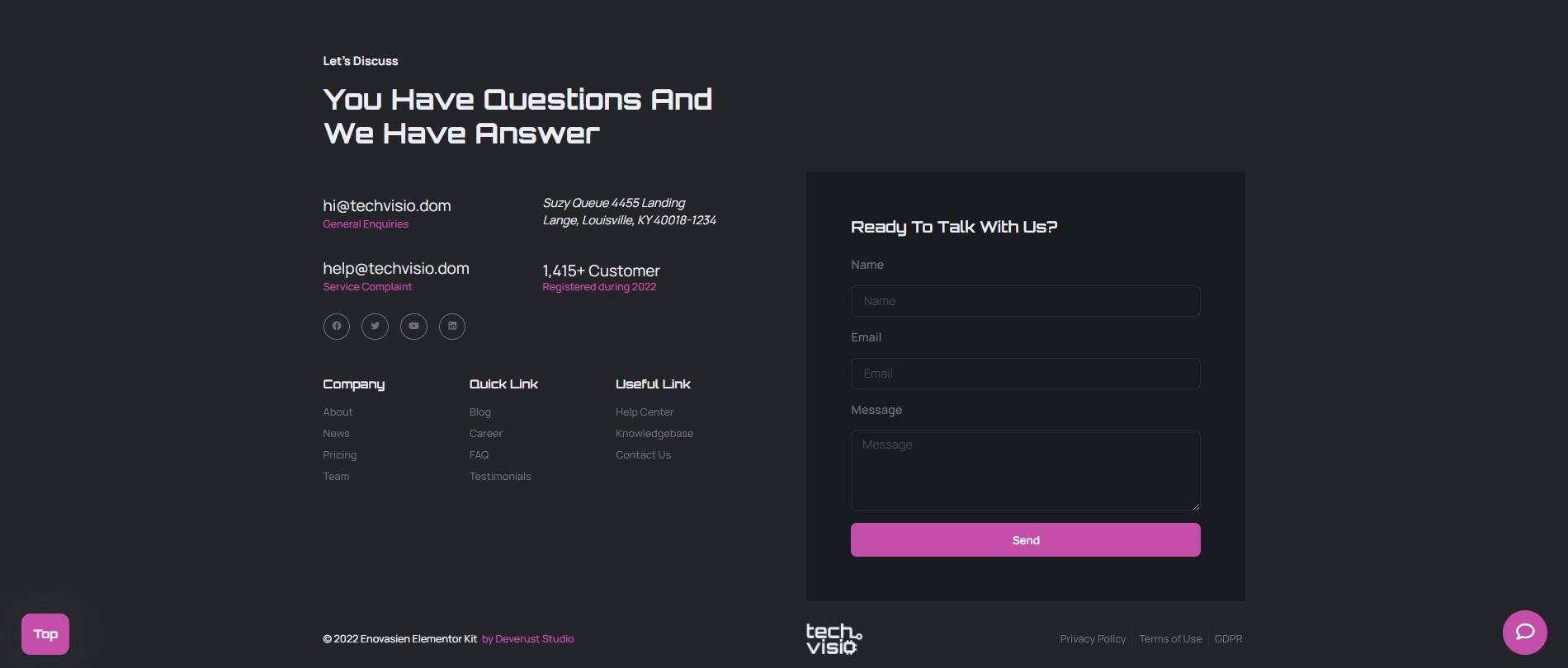 Techvisio Technology & Software Development Elementor Template Kit by deverust