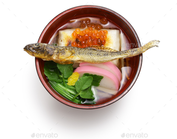 Sendai Zoni, Japanese New Year special dish Stock Photo by motghnit