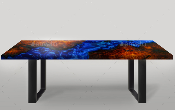 Table modern style made of casting epoxy resin Padauk burl wood Stock ...