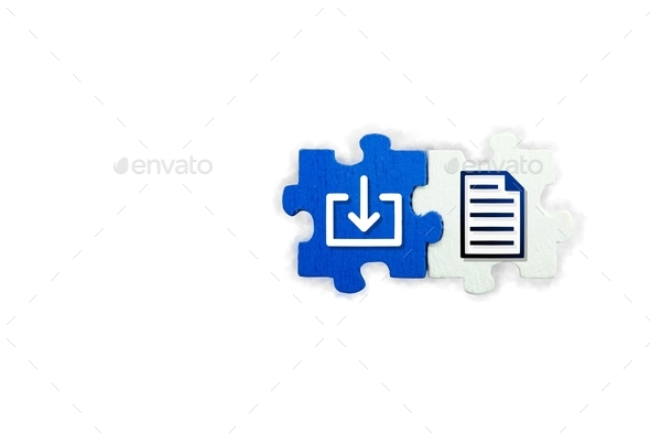 wooden puzzle with save file icon and word save file Stock Photo by ...