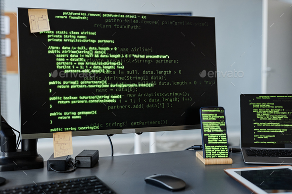 Green Code On Screen Stock Photo by seventyfourimages | PhotoDune