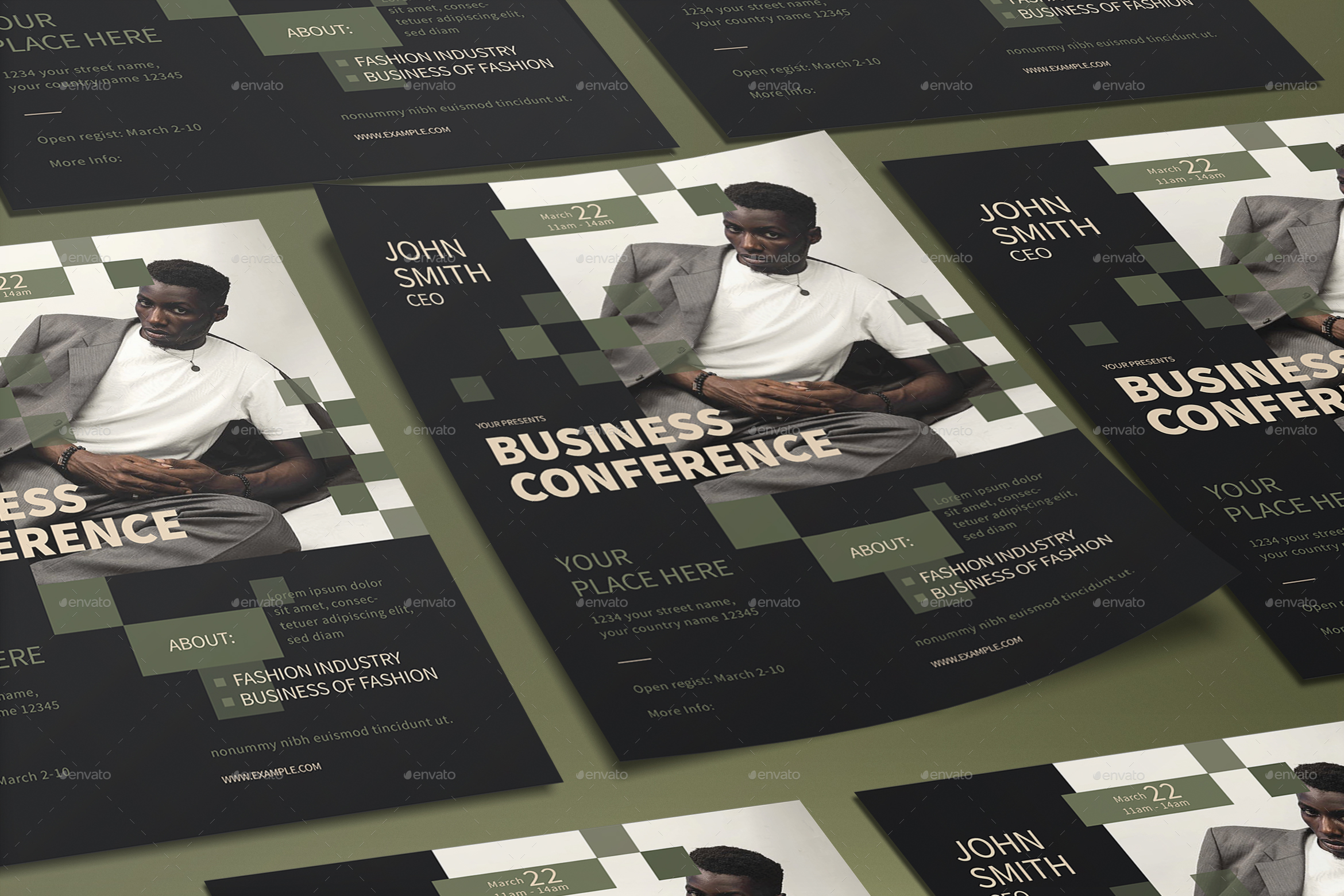 Black Modern Business Conference Flyer, Print Templates | GraphicRiver