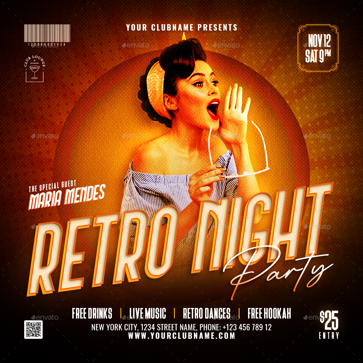Retro Night Party Flyer, Print Templates | GraphicRiver
