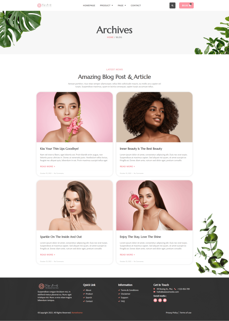 Tasya - Skin Care WooCommerce Elementor Template Kit by Rometheme ...