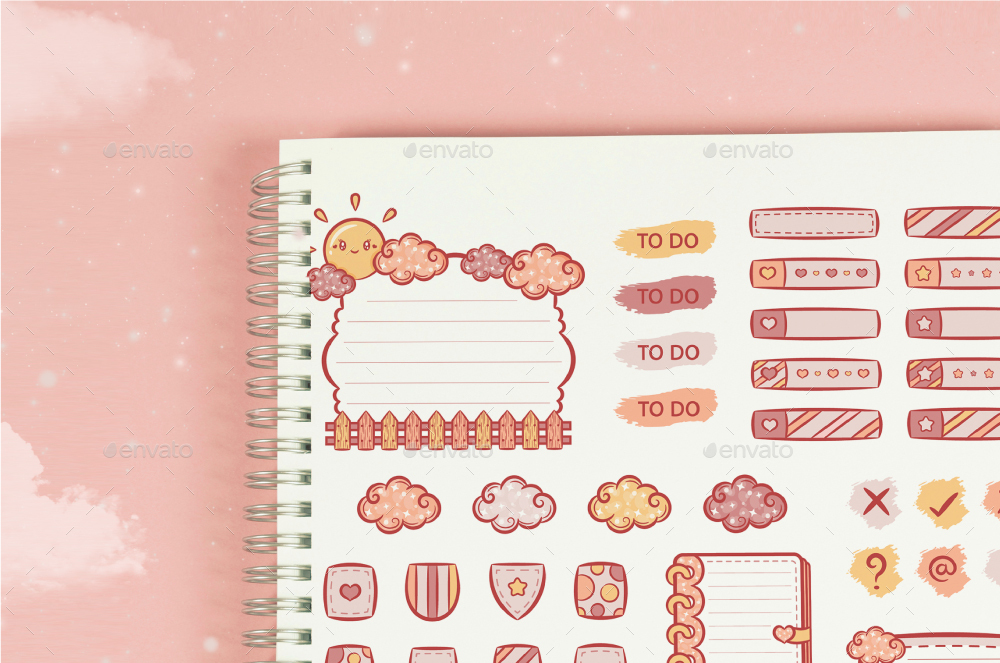 Set of Digital Planner Notes and Stickers, Vectors | GraphicRiver