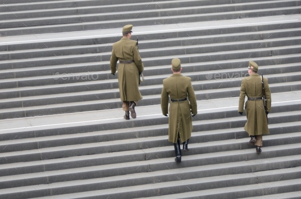 Three military men climb stairs Stock Photo by jurnalfotografic | PhotoDune