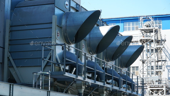galvanized pipes of branching system. air ventilation Stock Photo by ...