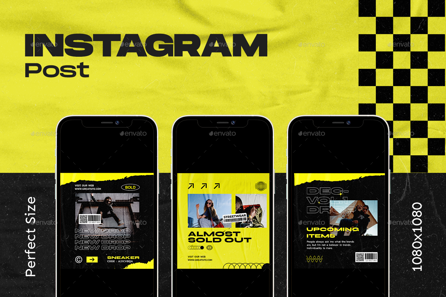 Yero Neon Streetwear Instagram Template, Web Elements | GraphicRiver