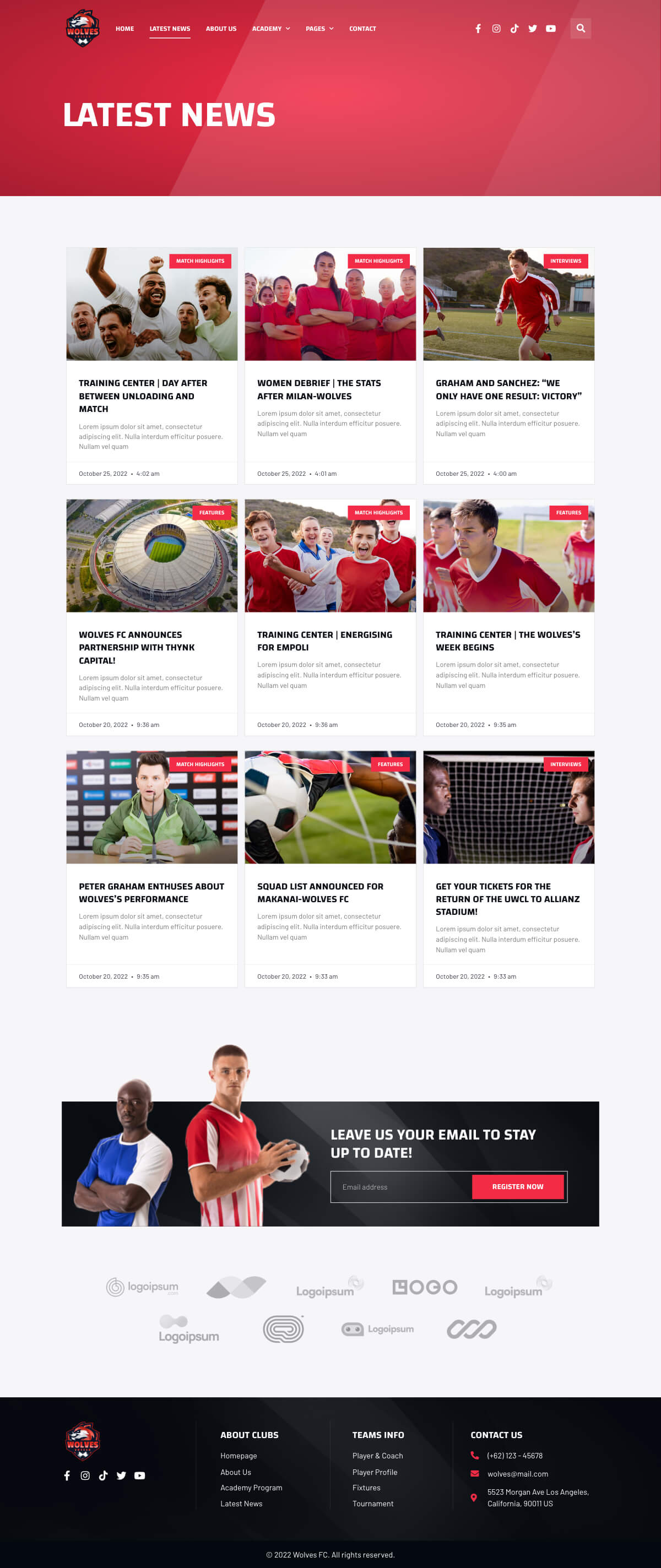 Wolves - Football Team & Sports Club Elementor Pro Template Kit by tokomoo