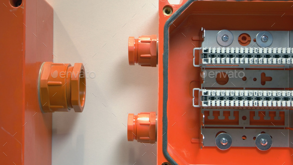 Red electric control box on white background. Stock Photo by ...